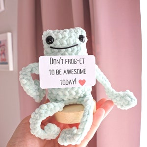 Emotional Support Frog, Crochet Frog Desk Buddy, Funny Coworker Leaving ...