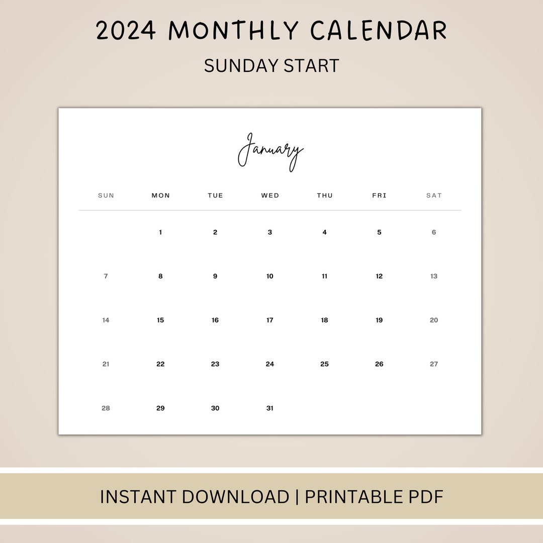 2024 Calendar 2024 Planner Printable Calendar 2024 Monthly Planner 2024 ...