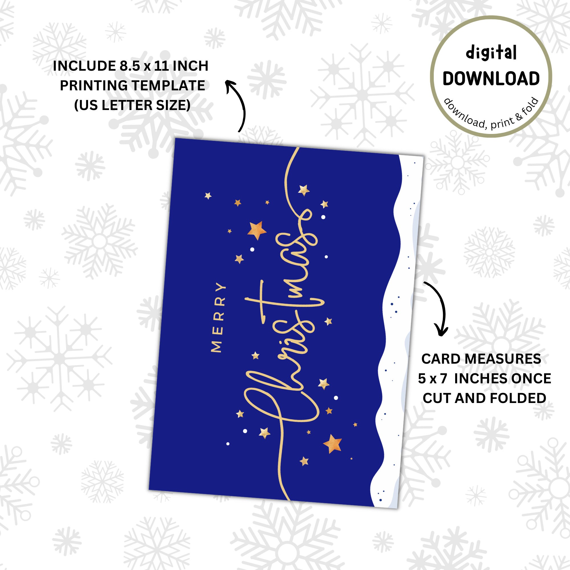 Printable Christmas Card Blue Christmas Card Digital - Etsy