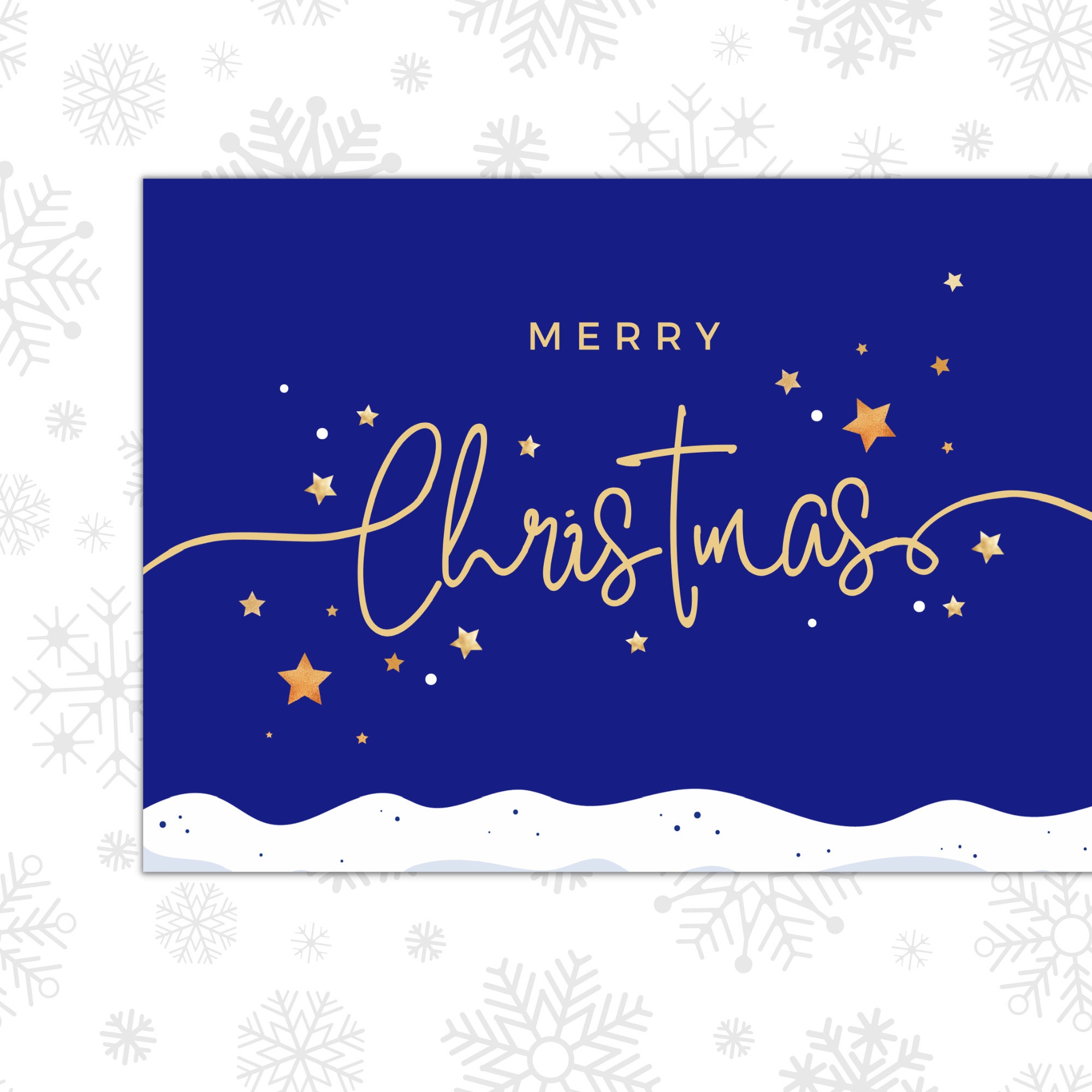 Printable Christmas Card Blue Christmas Card Digital - Etsy