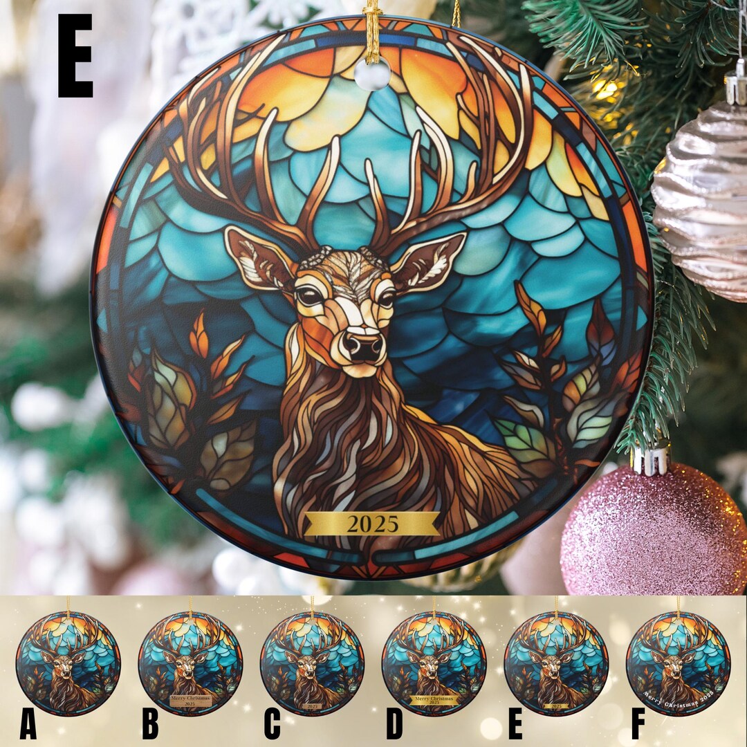 Deer 2025 Christmas Stained Glass Ornament, Hunting Season, Buck ...