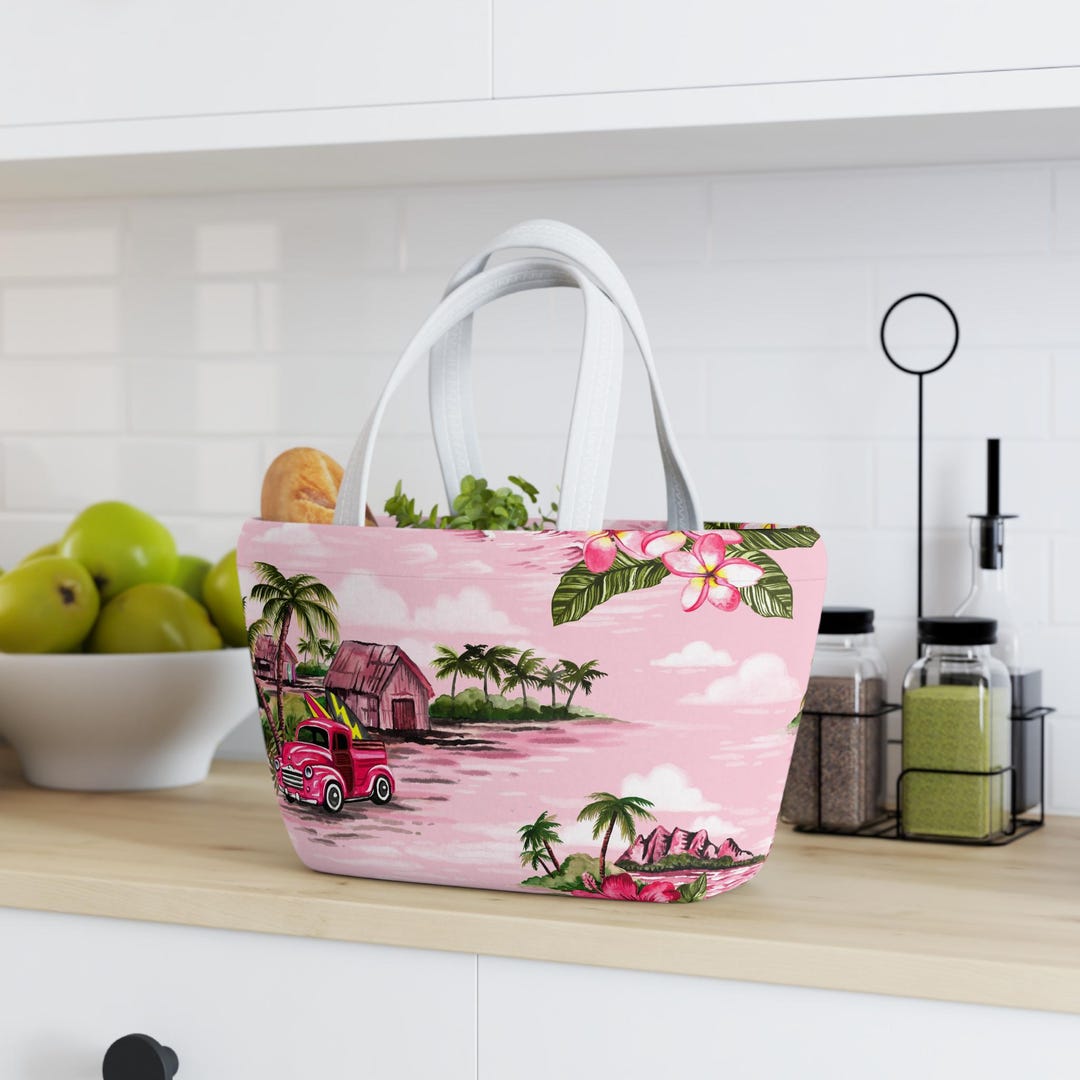 Tropical Island Lunch Bag in Paradise With Surf Boards/hawaii Lunch Box ...