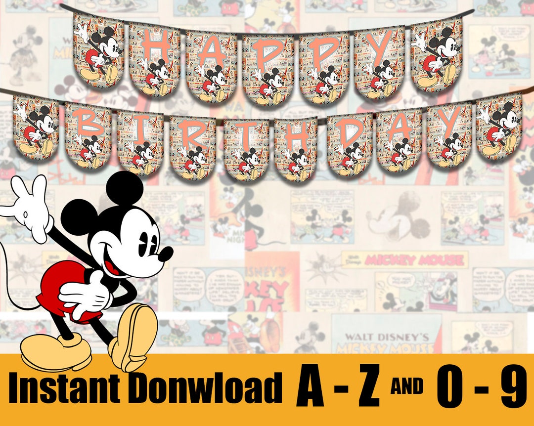 Mickey Mouse Banner Digital Download Instant Download Mickey Pennant ...