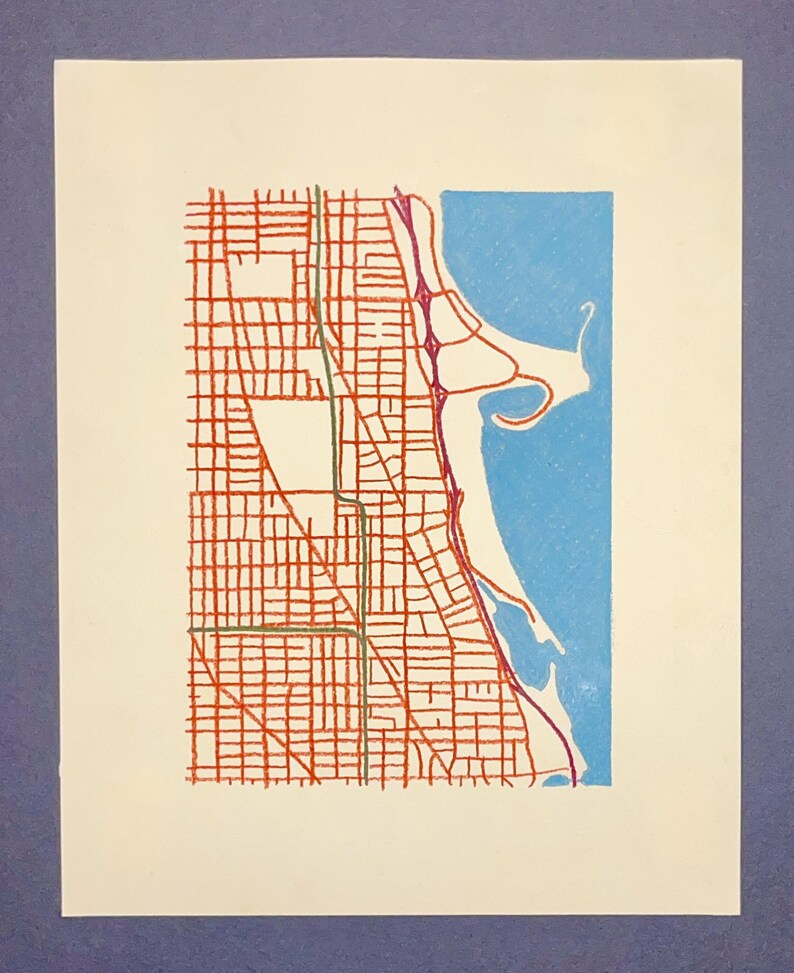 Hand Drawn Map Lakeview/uptown, Chicago - Etsy