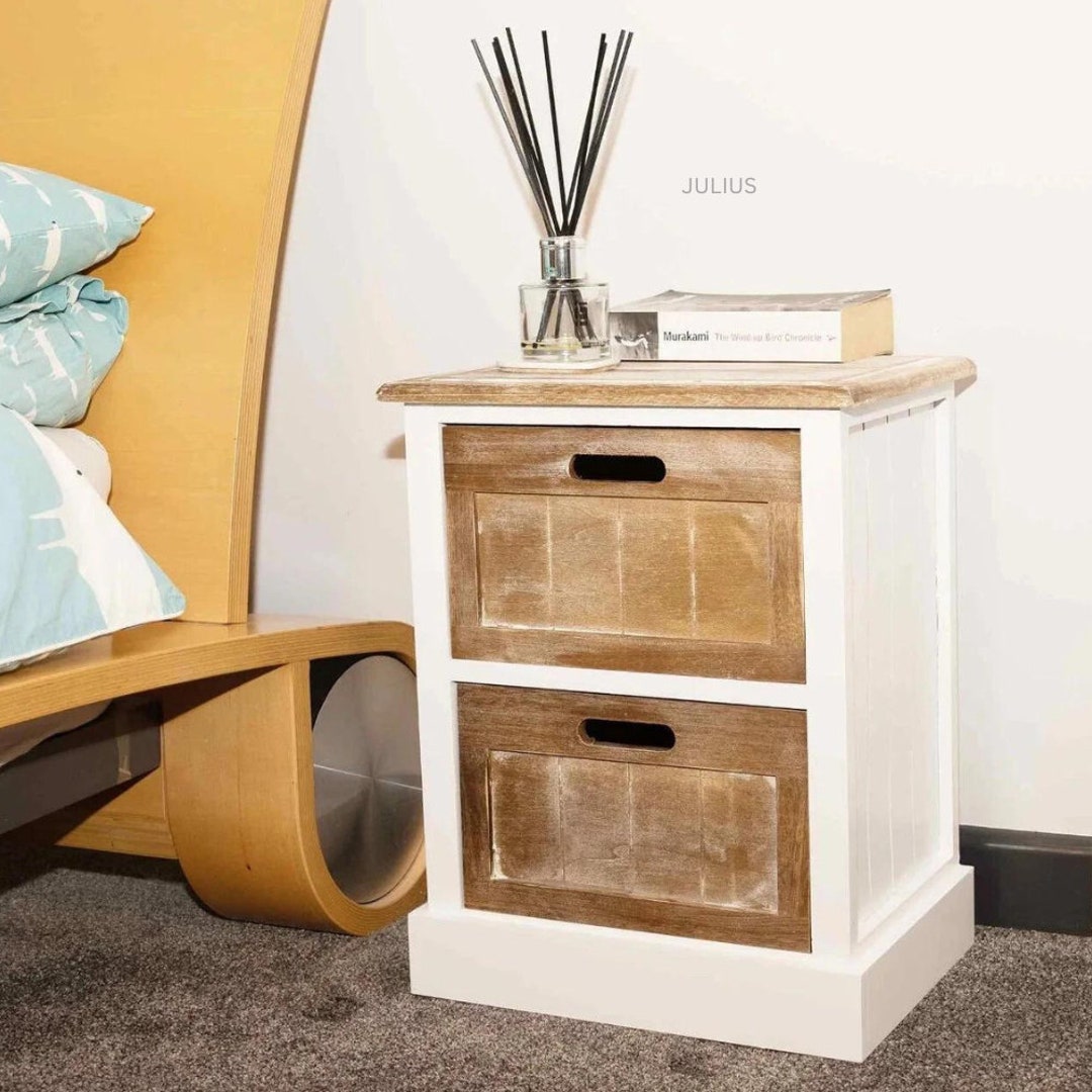 White Wooden Storage Cabinet 2 Drawer Storage Unit Chest of Drawers - Etsy