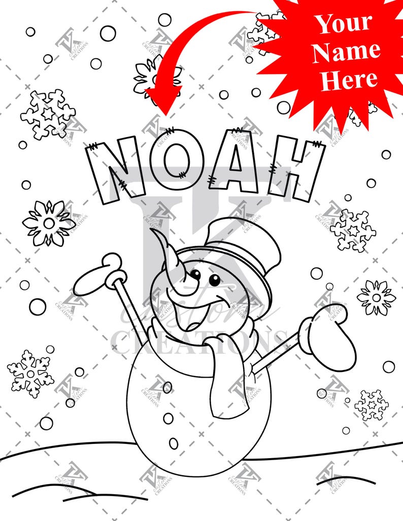 Custom Name Christmas Coloring Page | Printable Christmas Coloring Page ...