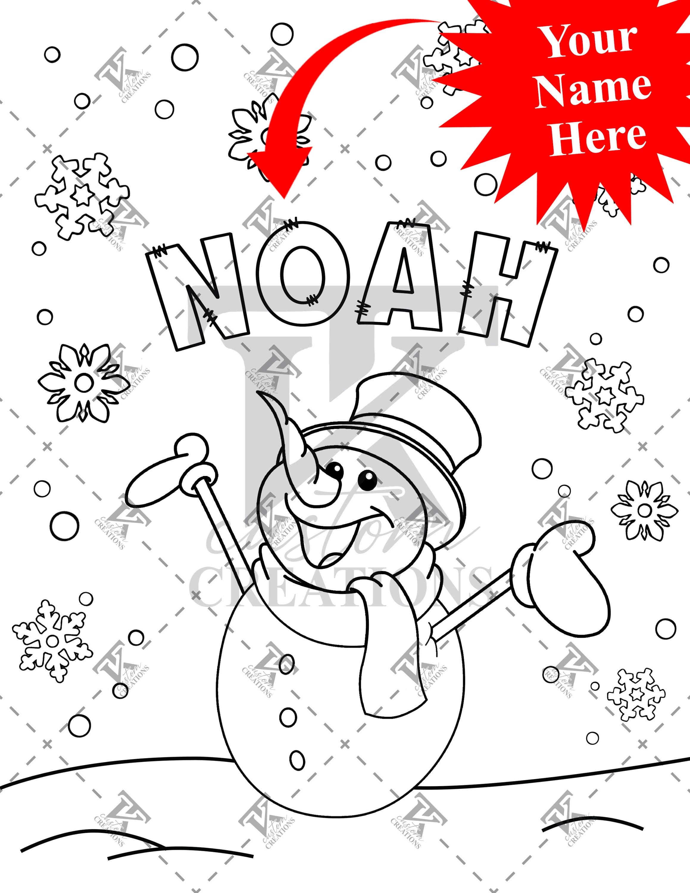 Custom Name Christmas Coloring Page | Printable Christmas Coloring Page ...