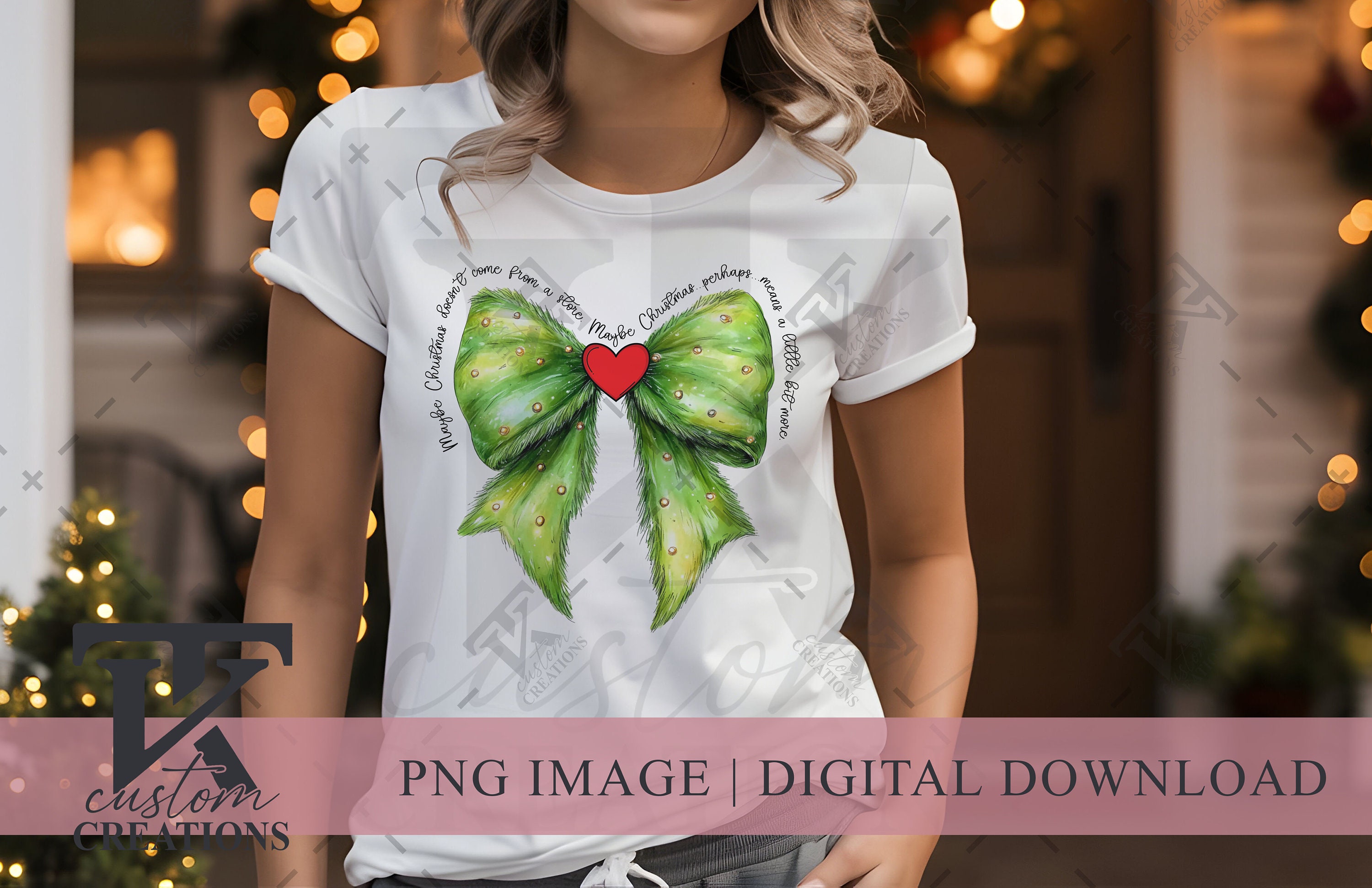 Coquette Green Fuzzy Bow PNG, Christmas Movie PNG, Christmas Shirt Png ...