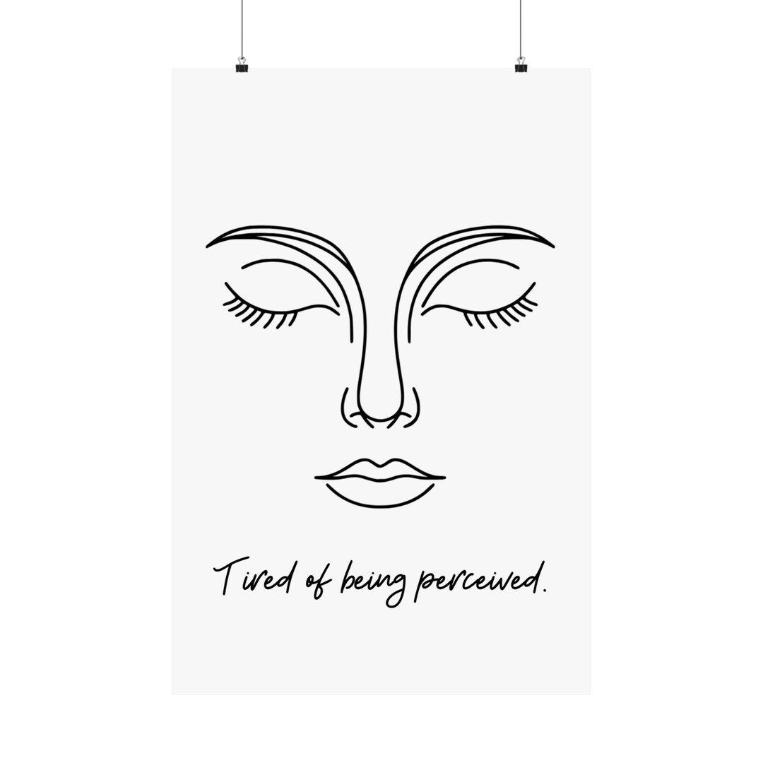 Minimalistic Face Line Art Poster, Abstract Expression Wall Art, Closed ...