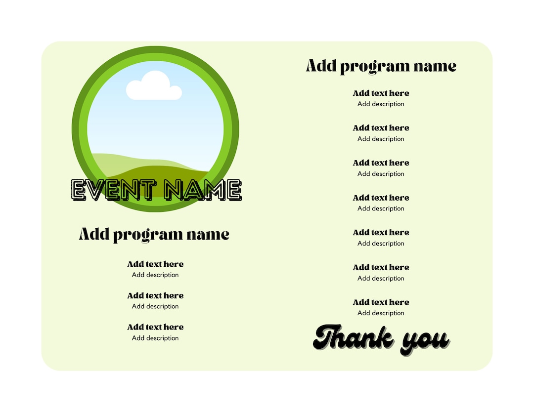 Green Retro Event Program Template, Old School Vintage Downloadable ...