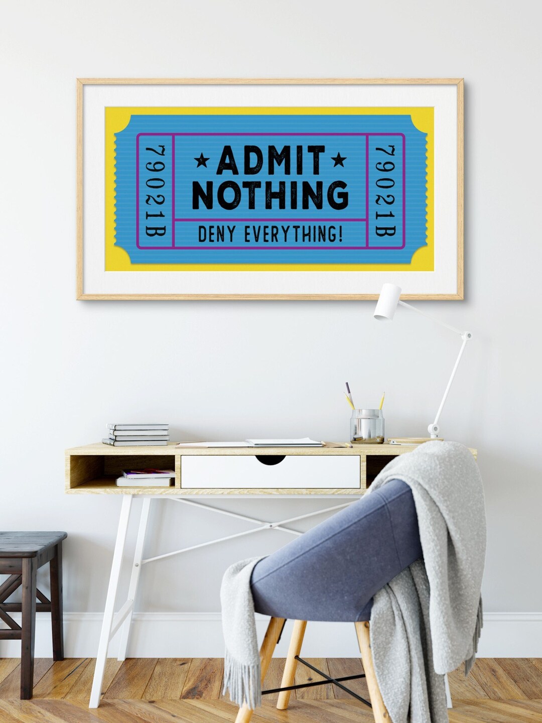 Funny Admission Ticket 'admit Nothing' Art Print Theatre Tickets ...