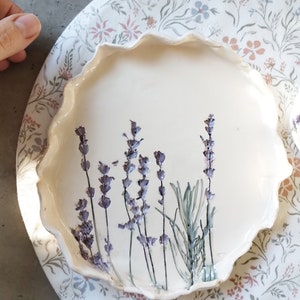 Ceramic Cup and Plate With Lavender Imprint. Pottery Lavender Set. - Etsy