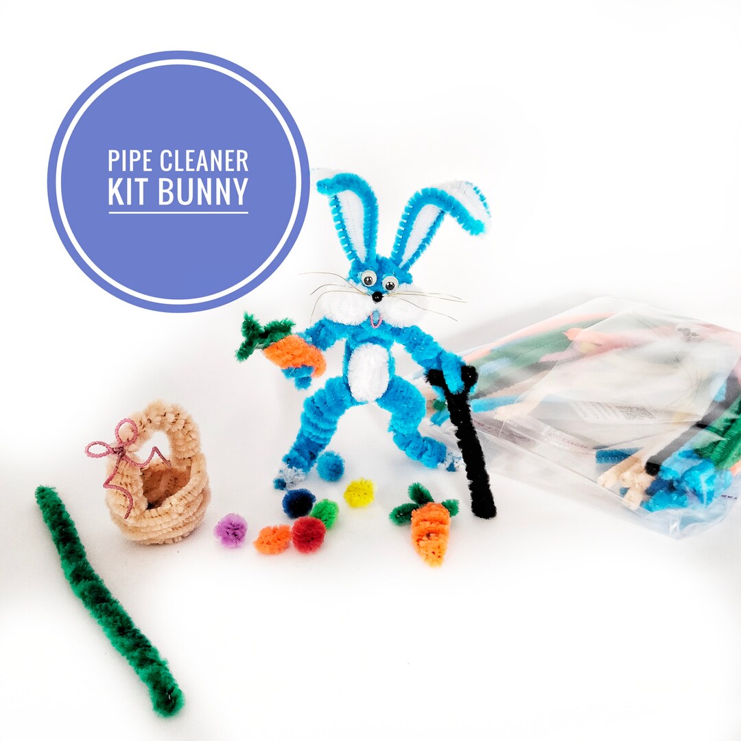 Easter Bunny Craft Kit for Kids Age 8 Blue Bunny With Basket Chenille ...