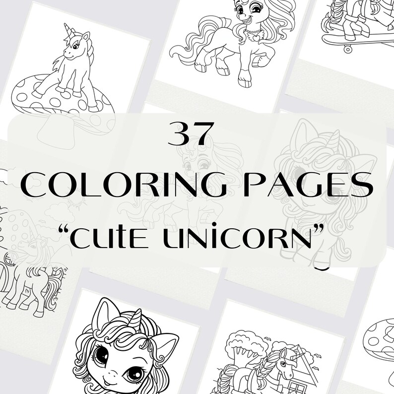 Unicorn Coloring Book – 37 Fantasy Art Pages for Kids (PDF Pattern) - Etsy