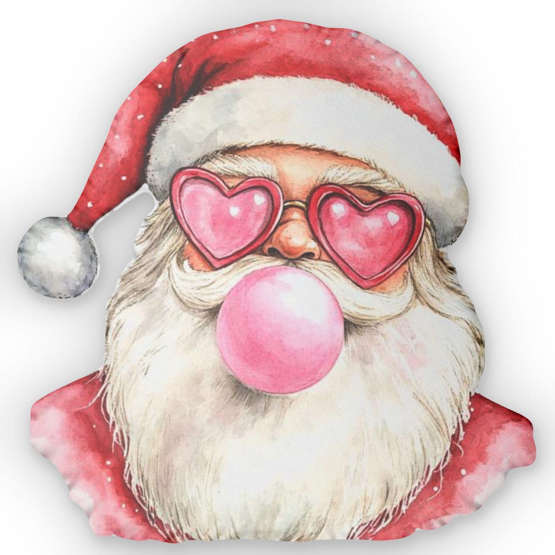 Santa Blowing Bubblegum With Heart Shaped Sunglasses Custom Shaped ...