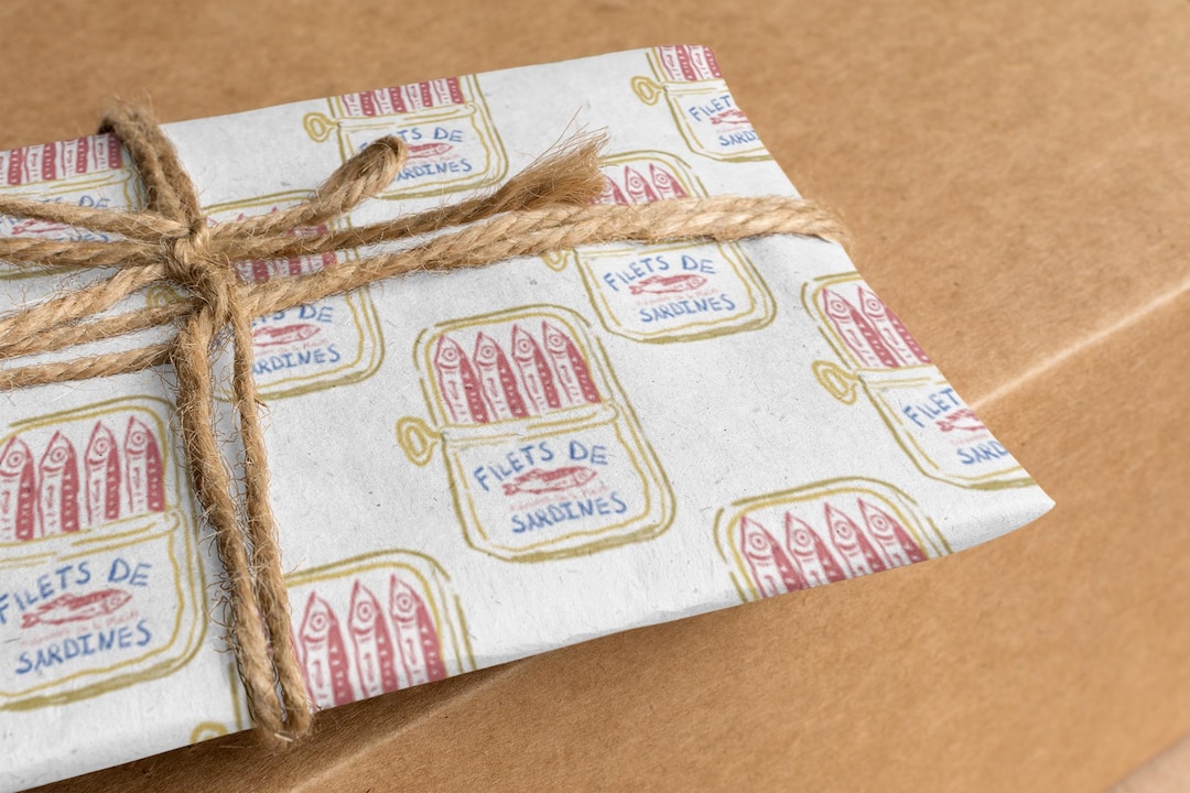 Retro Sardine Tin Print Wrapping Paper: Nautical Gift Wrap - Etsy
