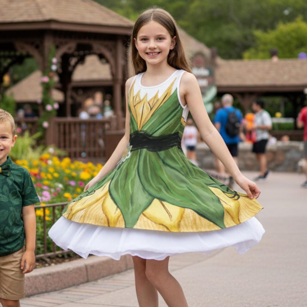 Princess Tiana Bayou Princess Inspired Skater Dress | Girls' Costume ...