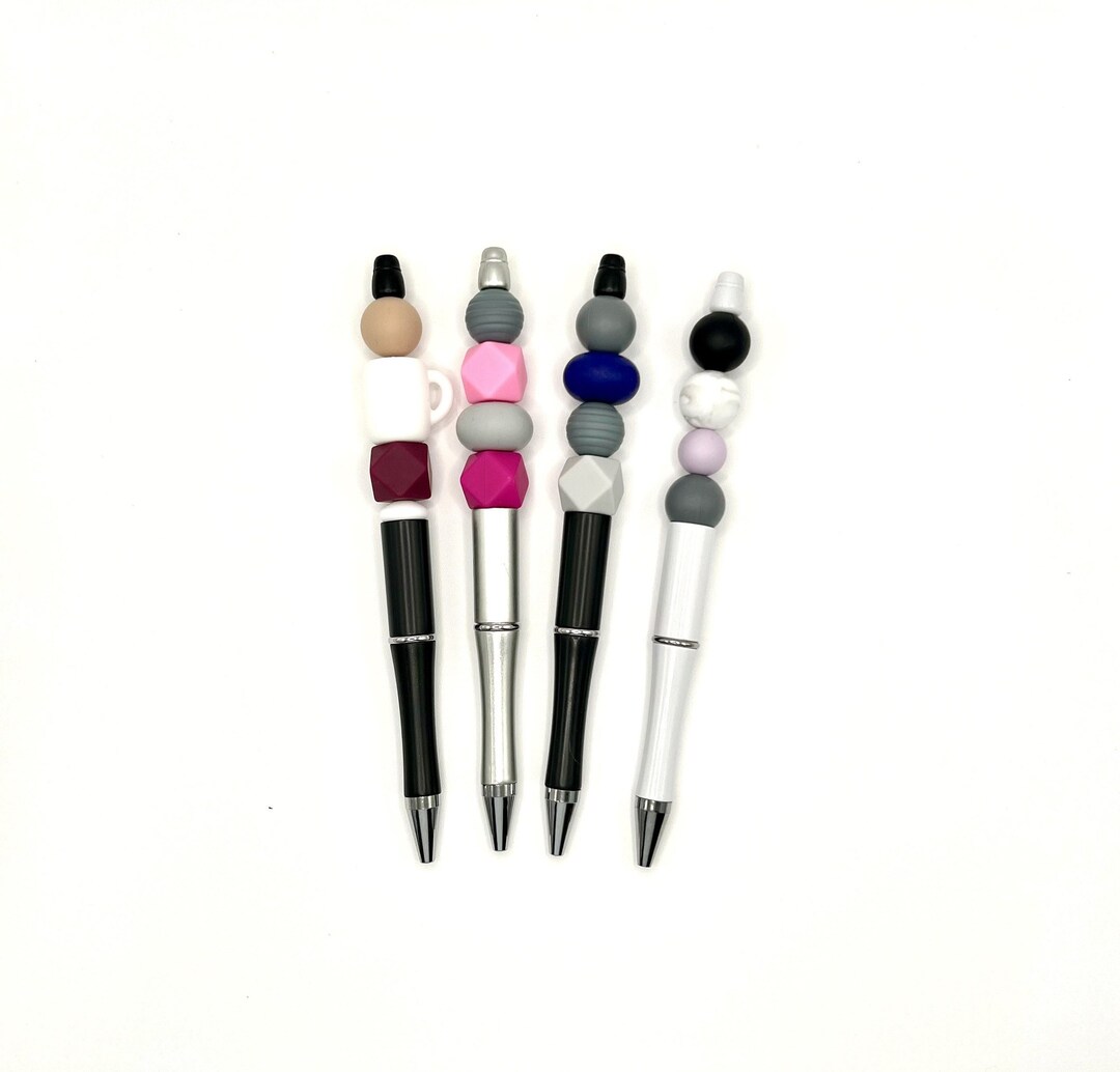 Beaded Pens, Fidget Pens, Silicone Beads, Beadable Pens, Black Ink Pen ...