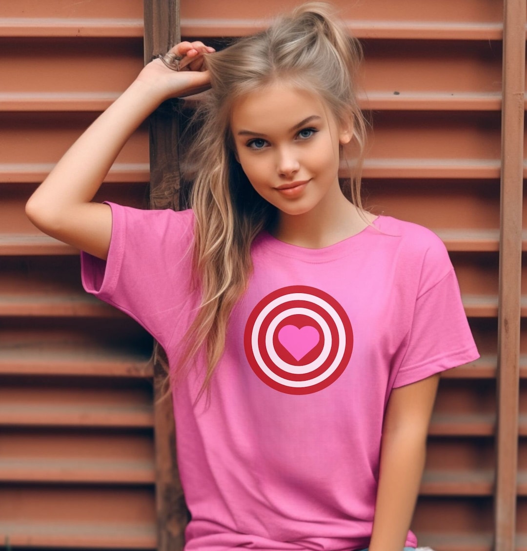 Youth Bullseye Heart, Love, Valentines Day, Sweet, Cute, Girls, Mom and ...
