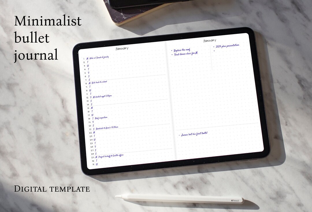 Bullet Journal Bundle: Minimalist Digital Bullet Journal for Goodnotes ...