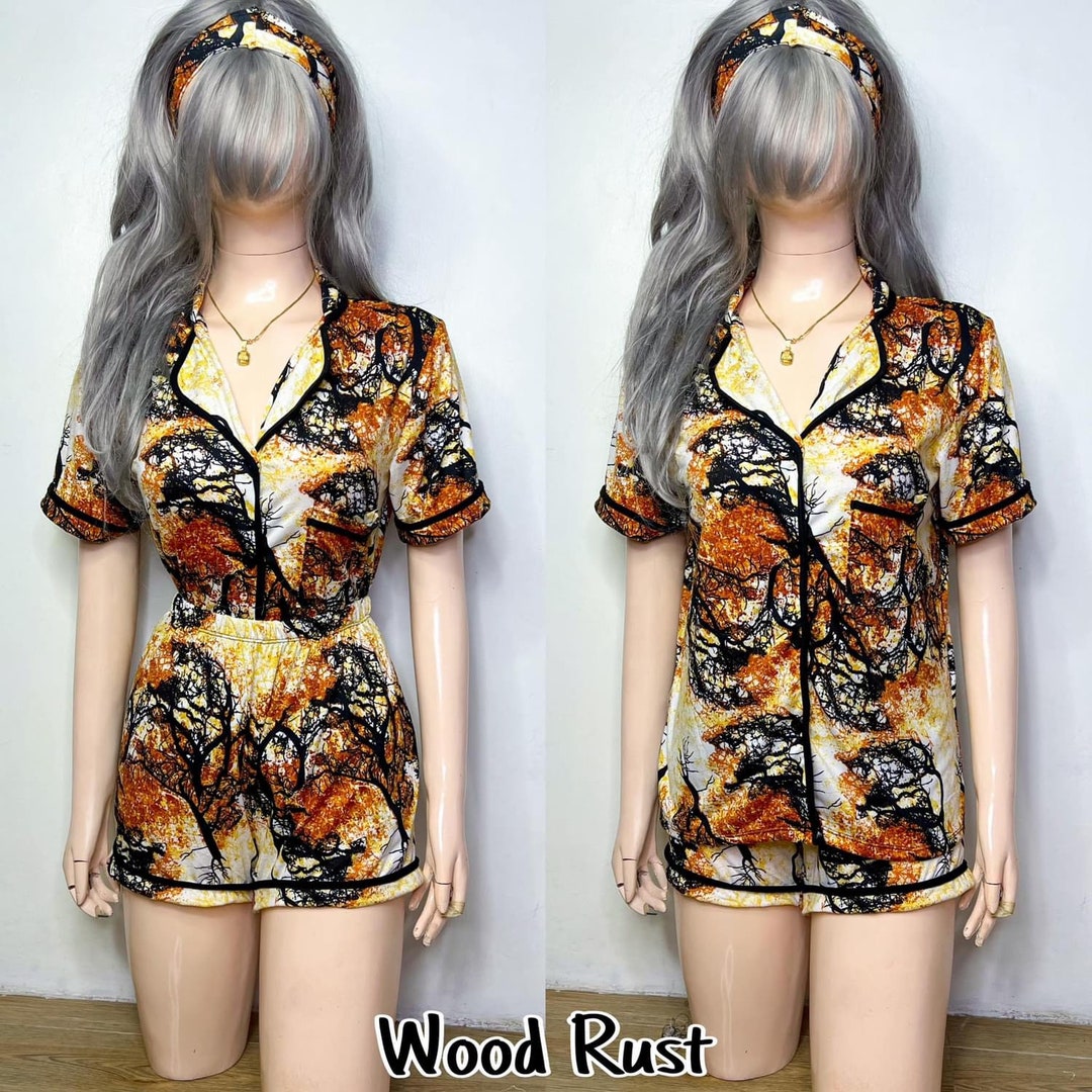 Wood Rust Pajama Set With Turban - Etsy