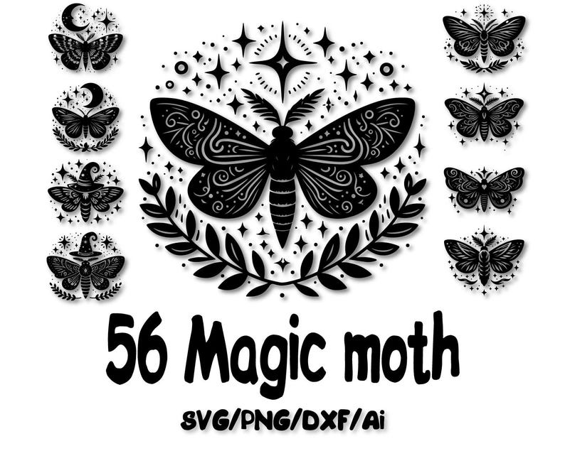 Moth SVG Bundle: 56 Black Outline Moth Clipart (digital Download) - Etsy