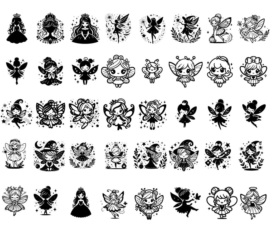 40 Fee SVG-Bundle | Fee Silhouette SVG | Fee Clipart | Feen SVG | Fee ...