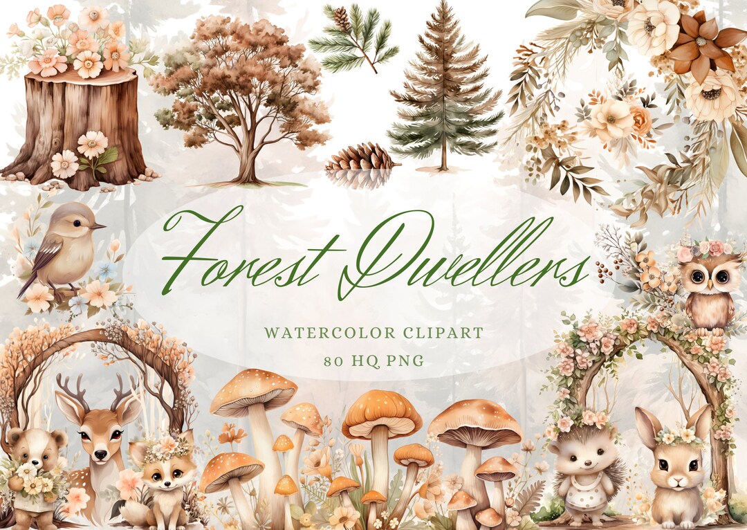 Woodland Animals Clipart Watercolor Bundle Watercolor Animals Clipart ...