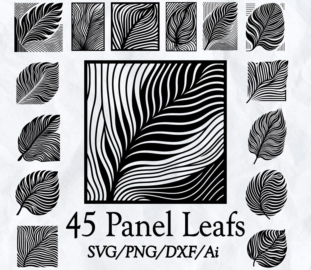 45 Leaf Wall Panel Cut Svg Dxf Files Wall Sticker Decal Silhouette ...