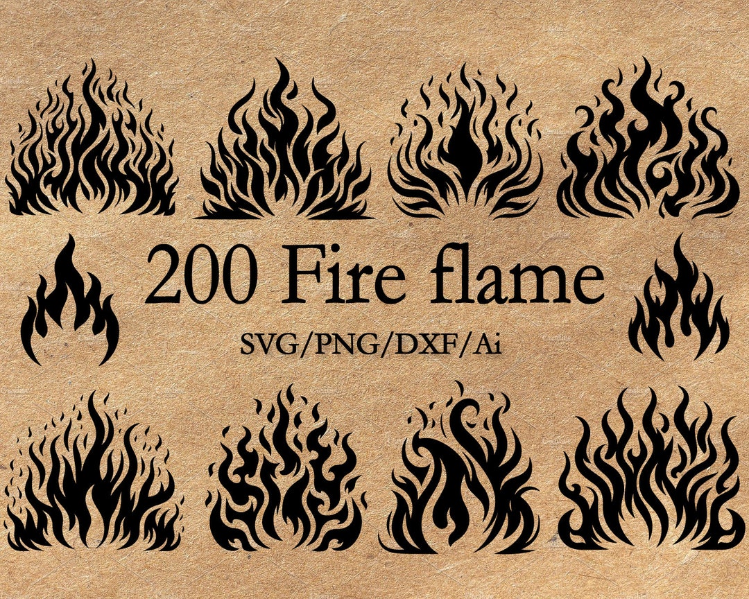 200 Fire SVG Bundle, Fire Clipart, Fire Svg Files, Fire Flames Svg ...