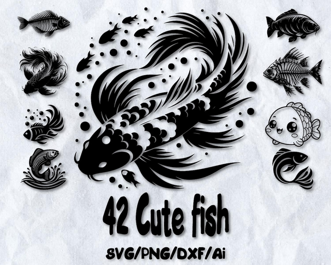 Fish SVG Bundle | 42 Tropical & Freshwater Fish Silhouettes | Fishing ...