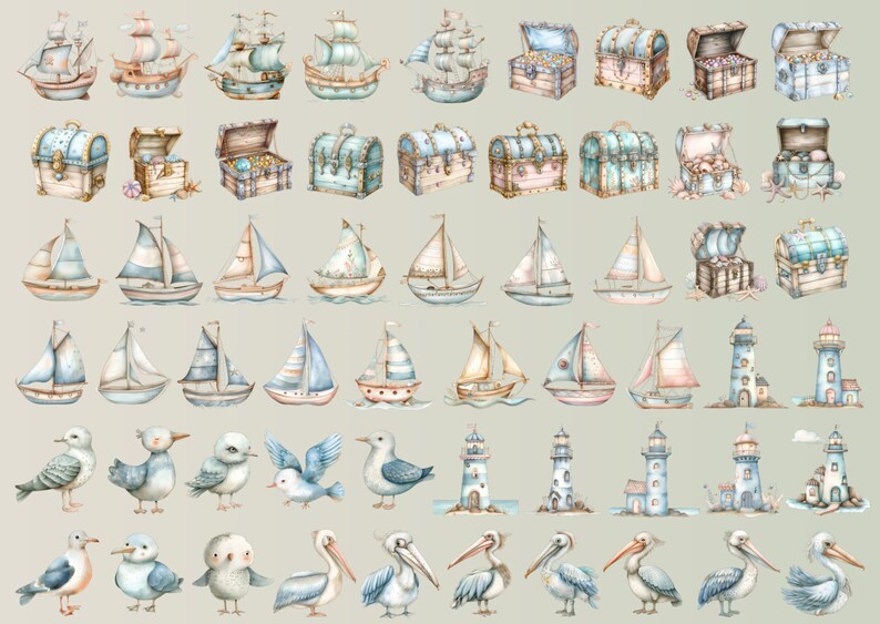 360 Undersea Watercolor Clipart Bundle Cute Ocean Animals PNG Baby ...