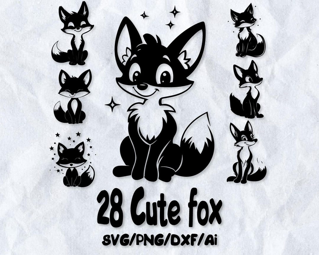28 Fox Outline SVG, Baby Fox SVG Bundle, Woodland Animals Png, Cute Fox ...