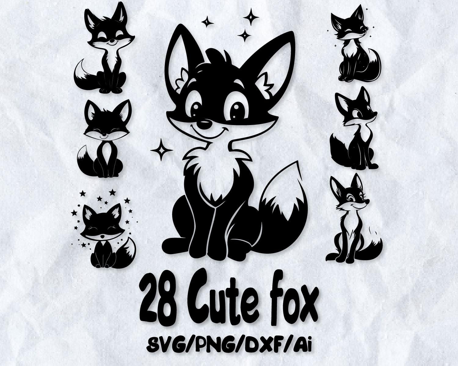 28 Fox Outline SVG, Baby Fox SVG Bundle, Woodland Animals Png, Cute Fox ...
