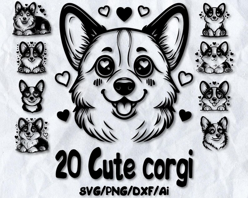20 Corgi SVG, Dog Clipart, Corgi PNG, Moth SVG Bundle, Corgi Line ...