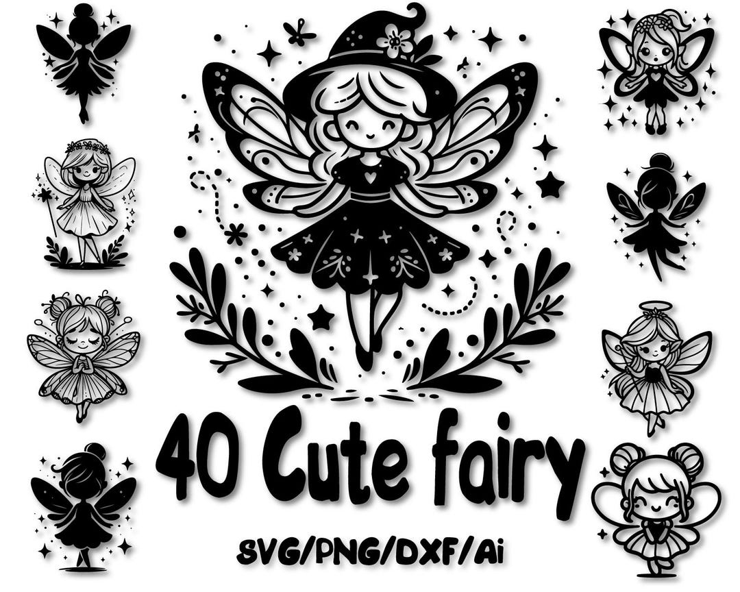 40 Fee SVG-Bundle | Fee Silhouette SVG | Fee Clipart | Feen SVG | Fee ...