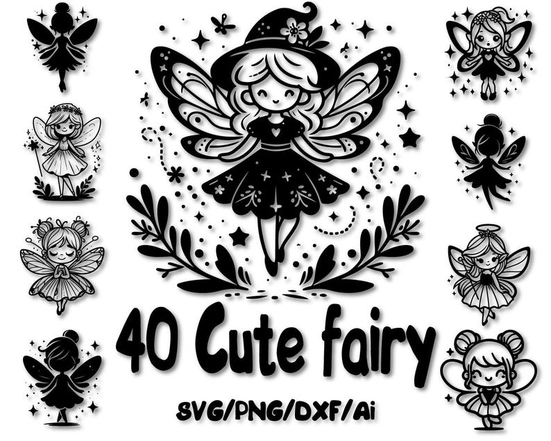 40 Fee SVG-Bundle | Fee Silhouette SVG | Fee Clipart | Feen SVG | Fee ...
