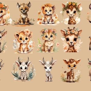 70 Baby Safari Clipart PNG, Cute Animals Baby Shower PNG, Safari ...
