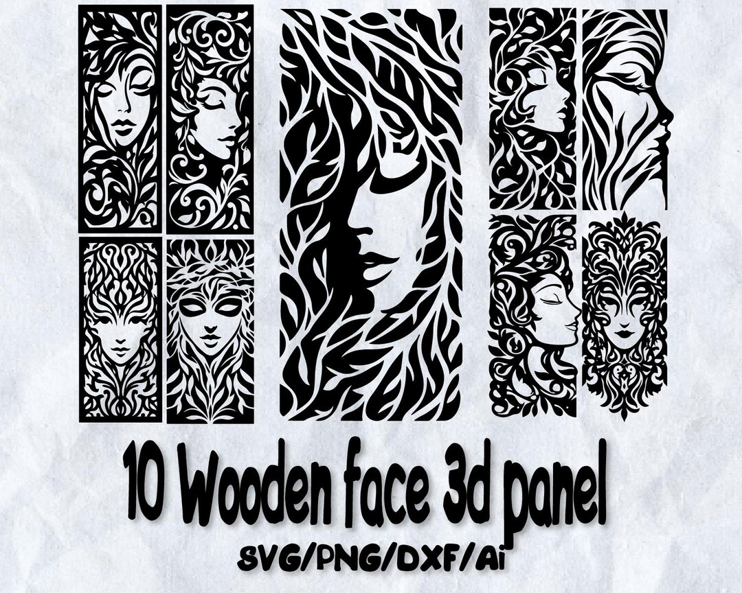 Woman Face Laser Cut SVG | Ornamental Female Silhouette Panels | Floral ...