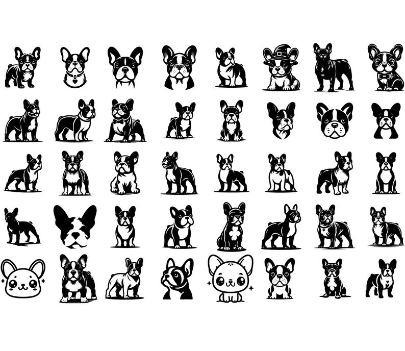 40 French Bulldog SVG Bundle 180 Cut Files Cute Frenchie Art Pet SVG ...