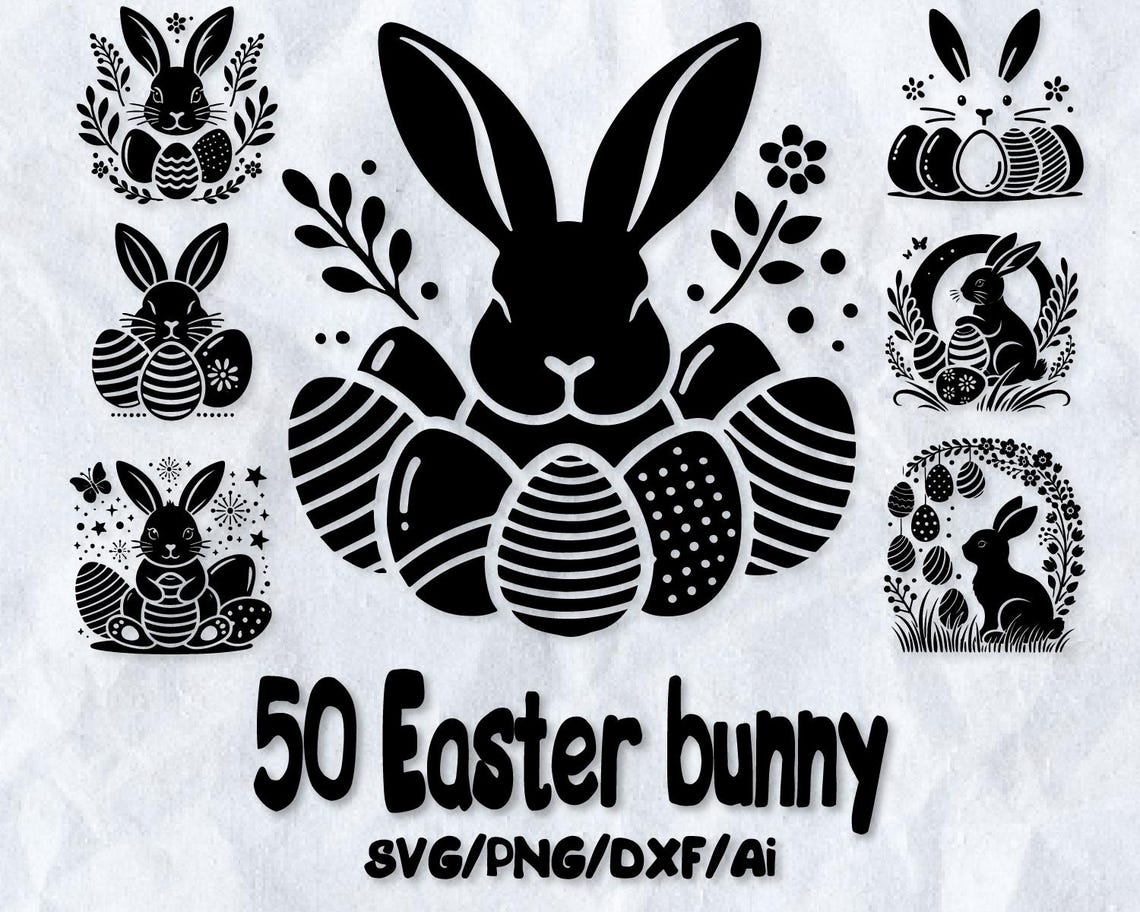 50 Easter Bunny Svg, Rabbit Head Svg, Happy Easter Svg, Bunny Ears ...
