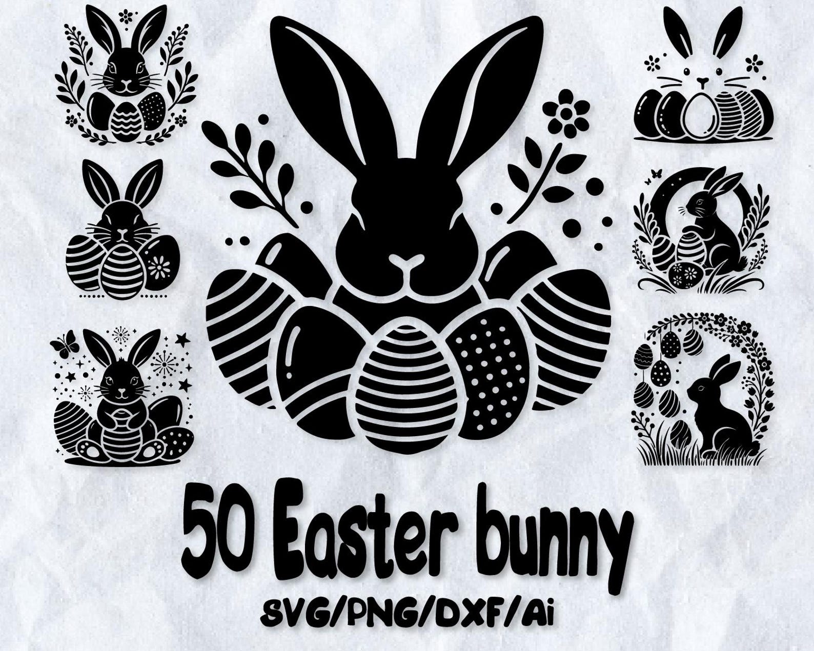 50 Easter Bunny Svg, Rabbit Head Svg, Happy Easter Svg, Bunny Ears ...