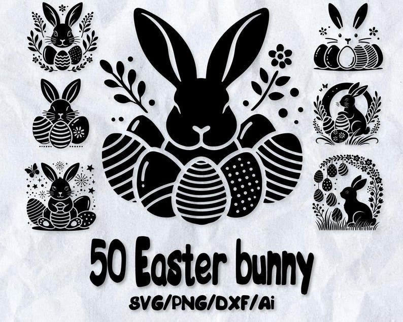 50 Easter Bunny Svg, Rabbit Head Svg, Happy Easter Svg, Bunny Ears ...