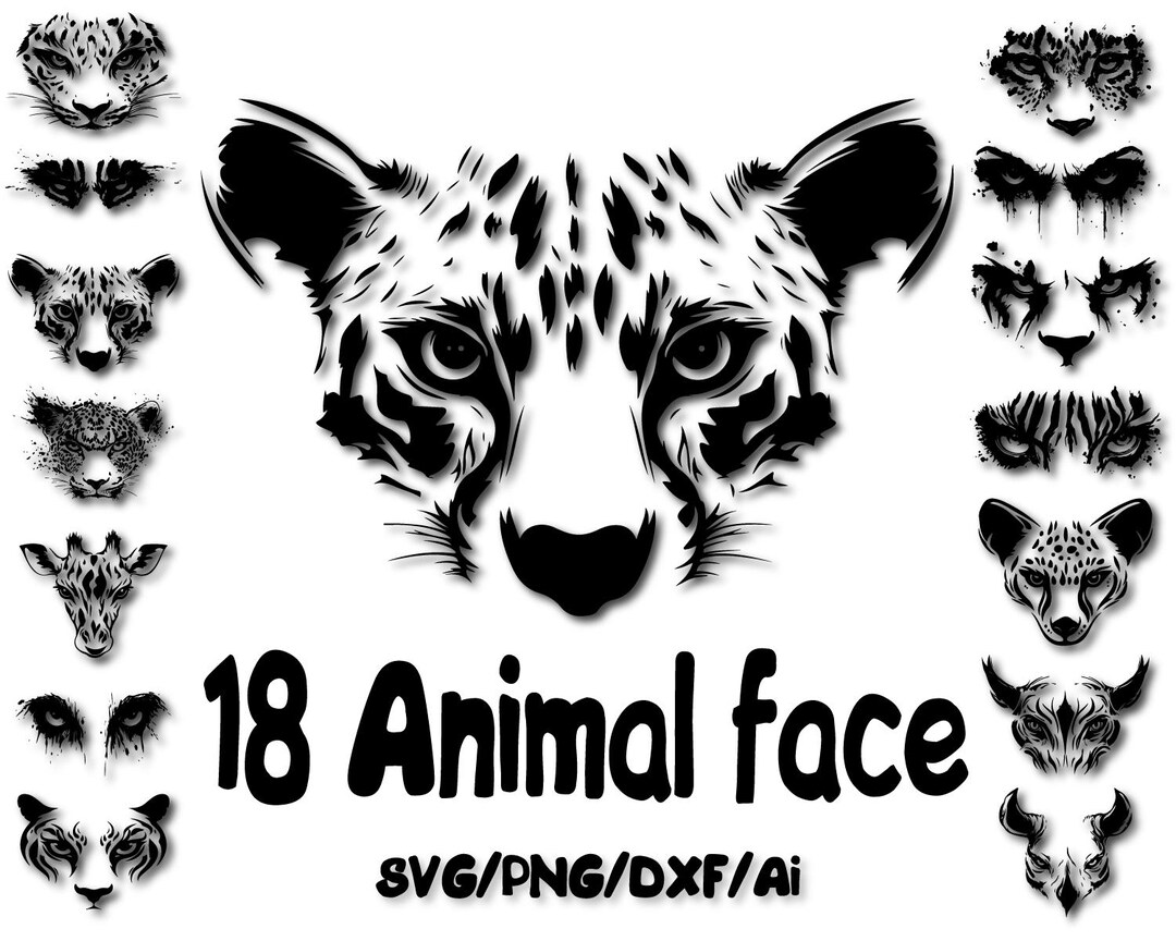 18 Animal Face SVG Bundle, PNG, Face Svg, Cricut, Animal Design, Cute ...