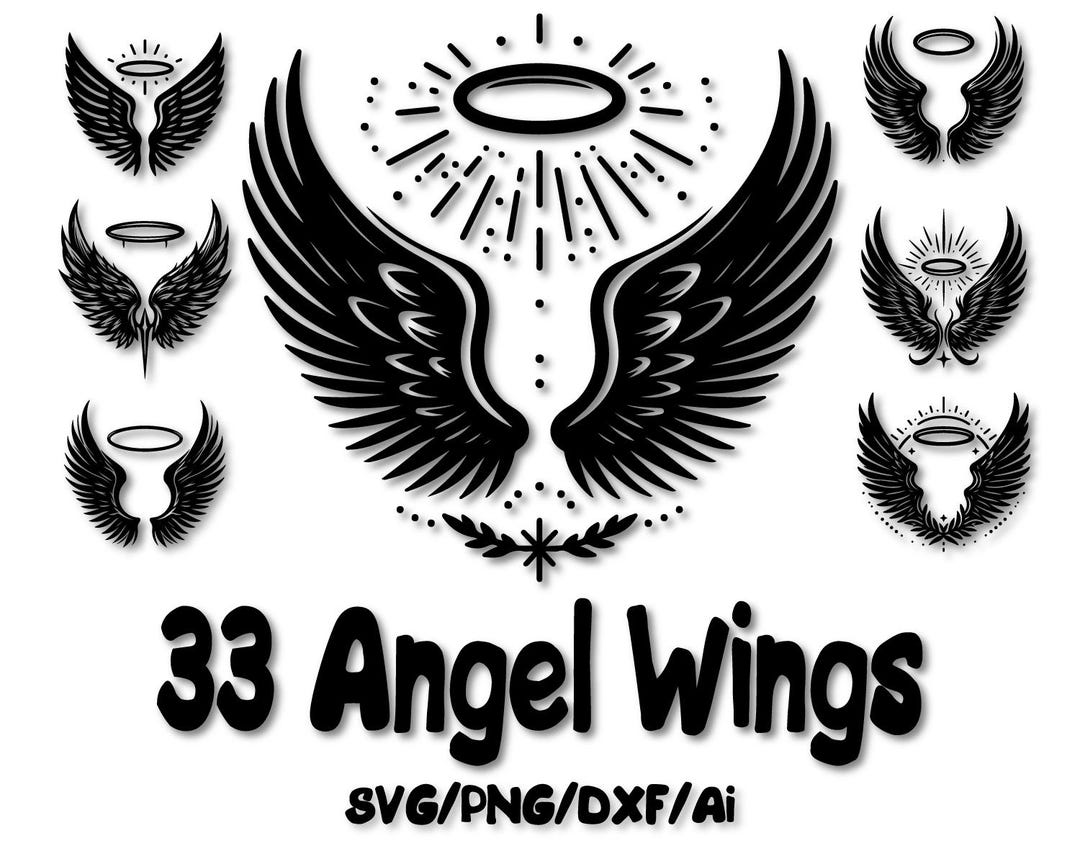 Angel Wings SVG Bundle: Vector Cut Files for Cricut & Silhouette ...