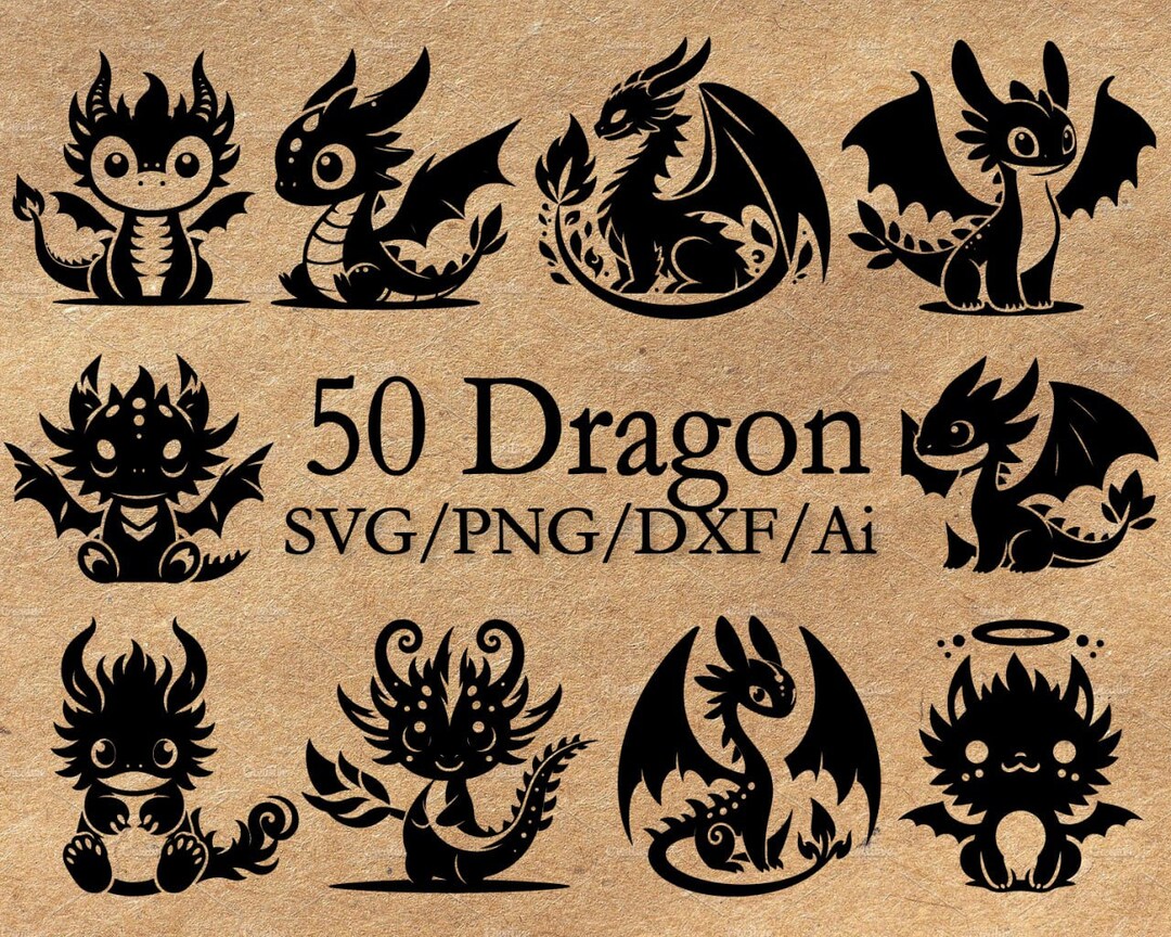 50 Dragon Svg Bundle, Dragon Svg, Dragon Cut File, Dragons Head, Dragon ...