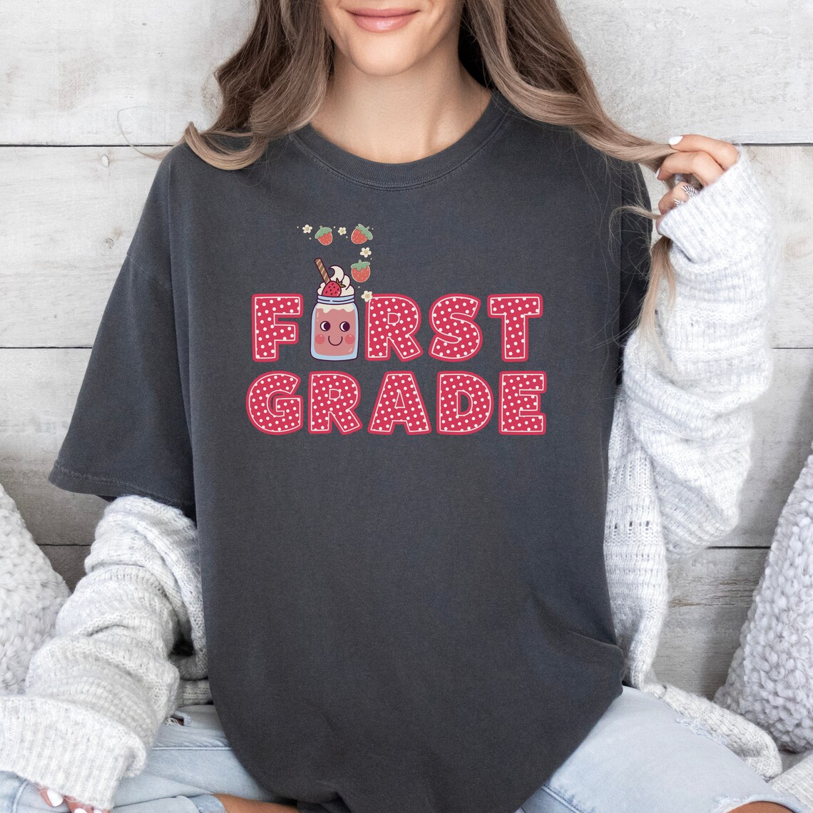 Strawberry First Grade Teacher Shirt, Strawberry Lover Teacher Tshirt ...