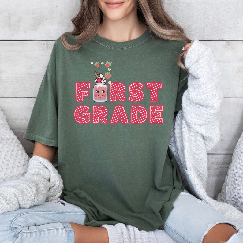 Strawberry First Grade Teacher Shirt, Strawberry Lover Teacher Tshirt ...