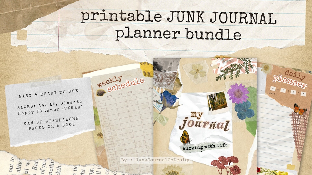 JUNK JOURNAL Printable Planner Bundle, Personal Planner Bundle, Daily ...