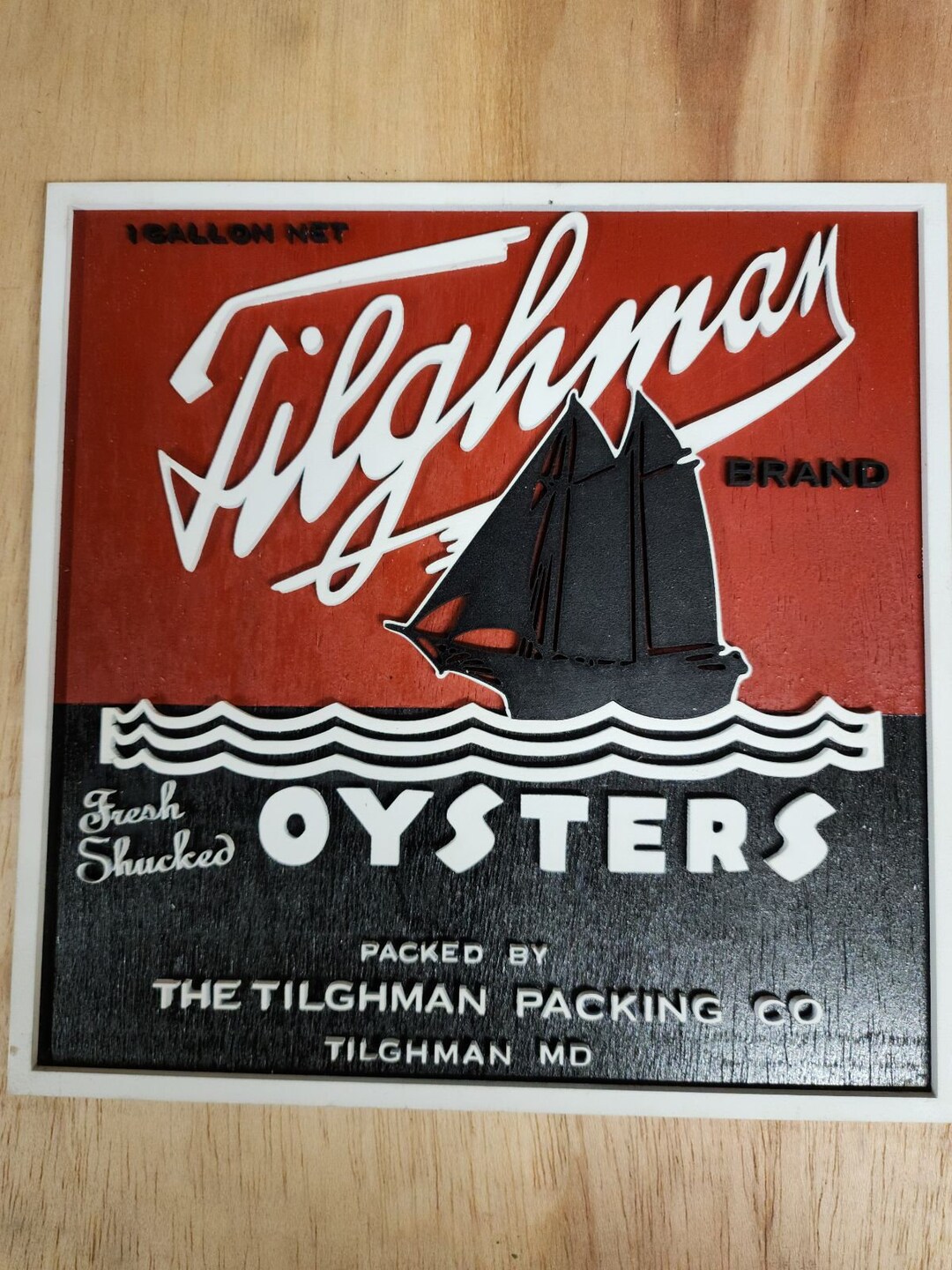 Framed, 16x16x1 Inch, Tilghman Brand Oysters, Tilghman Packing Company ...